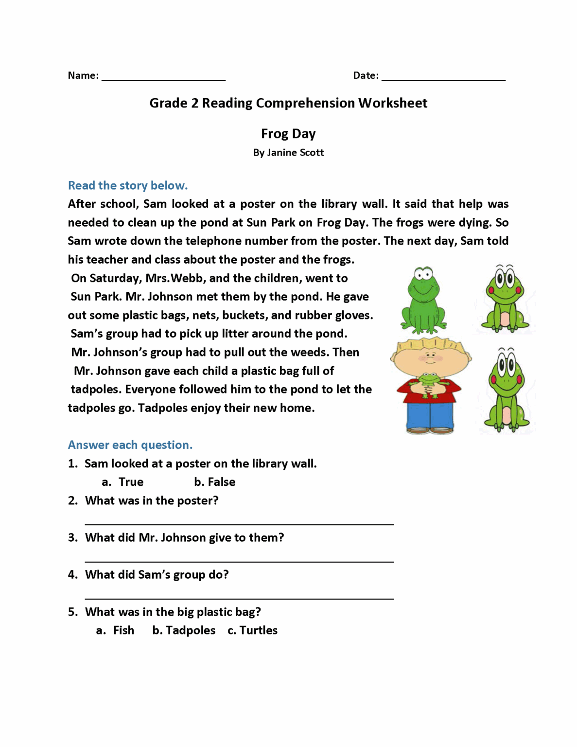 2nd Reading Comprehension Worksheets - Reading Comprehension Worksheets