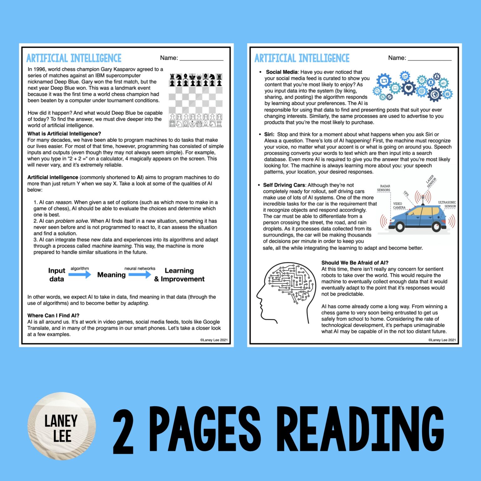 Artificial Intelligence Reading Comprehension Worksheets - Reading ...