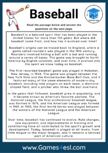 Free Baseball Reading Comprehension Worksheets - Reading Comprehension ...