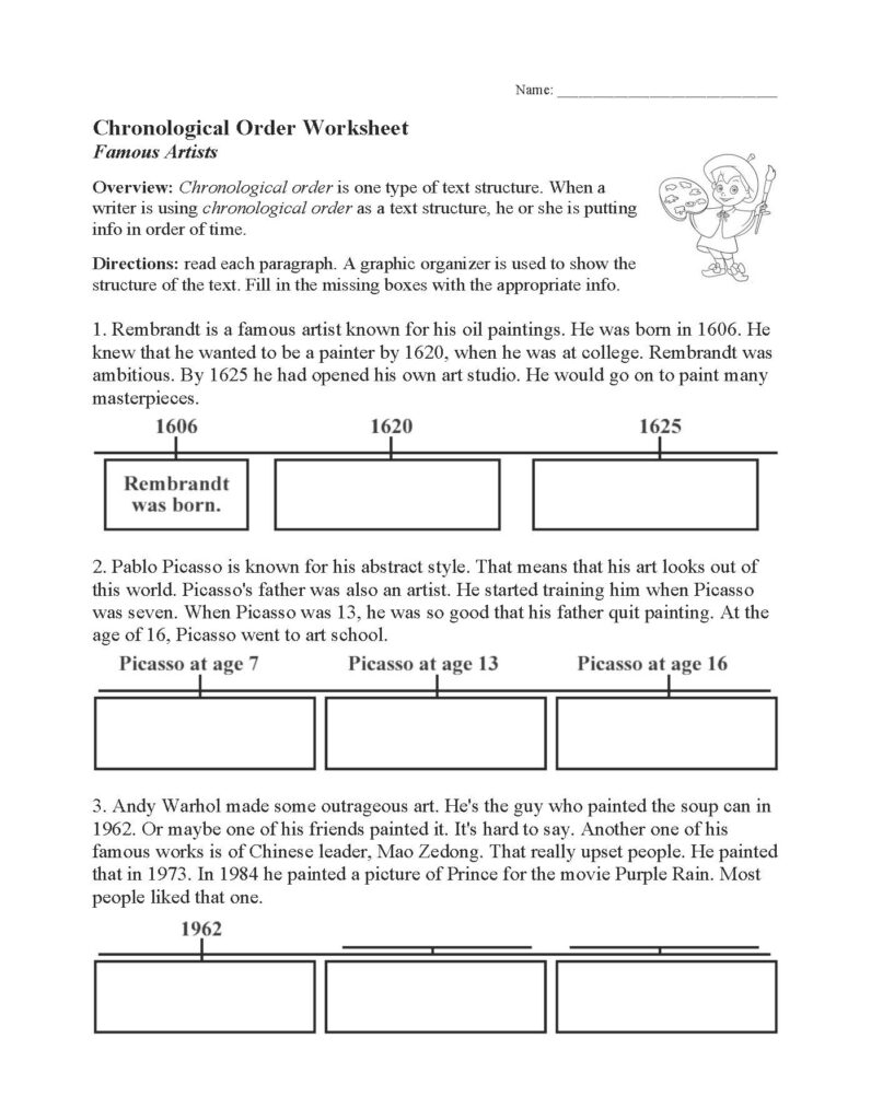 Reading Comprehension Chronological Order Worksheets - Reading ...