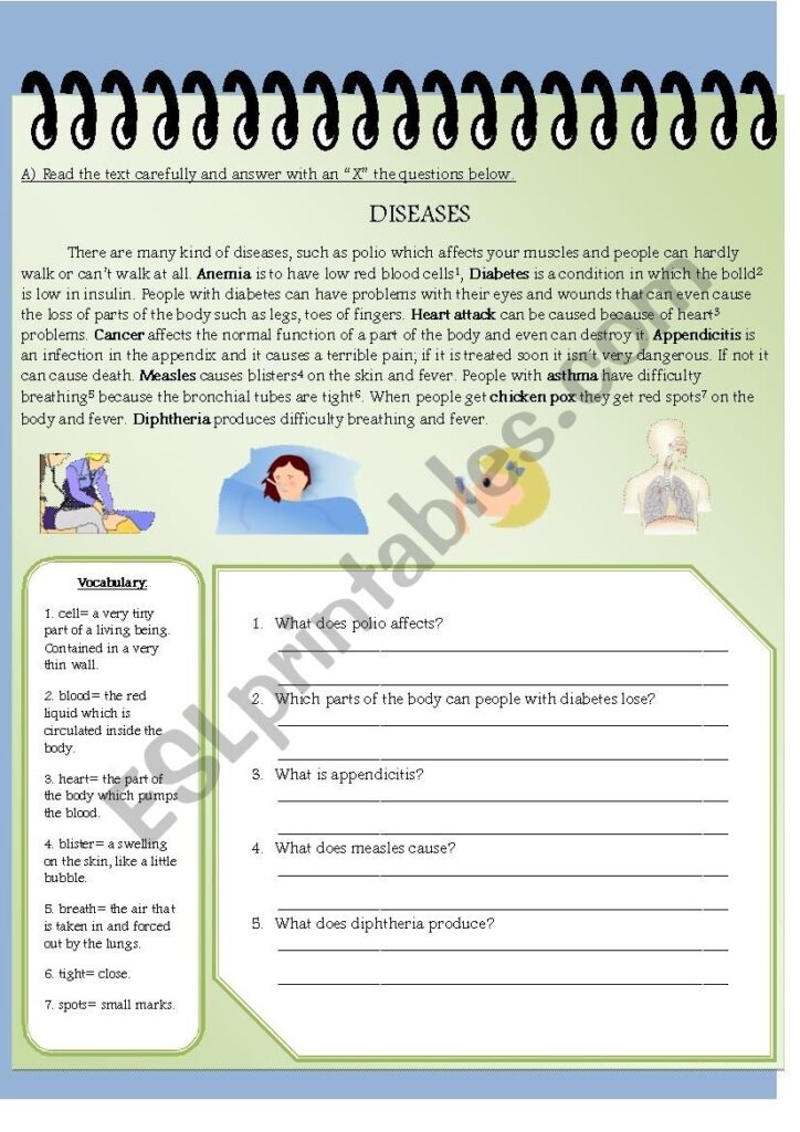 Illness Reading Comprehension Worksheets - Reading Comprehension Worksheets