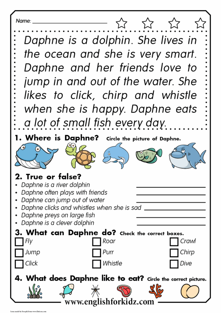 Dolphins Reading Comprehension Worksheets - Reading Comprehension ...