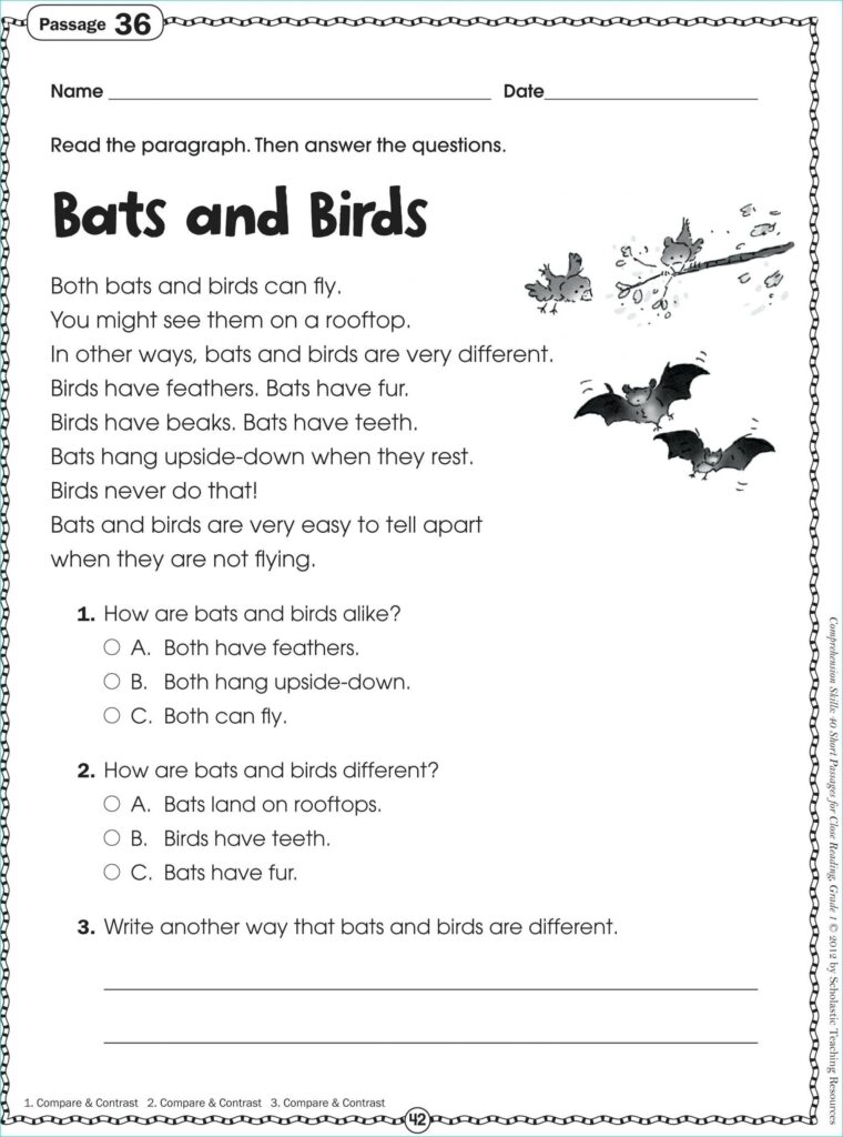 Free Scholastic Reading Comprehension Worksheets - Reading ...