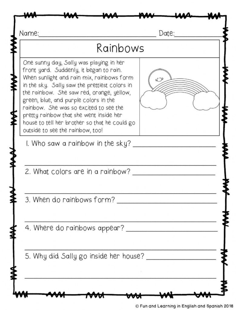 Reading Comprehension Questions Worksheets - Reading Comprehension ...