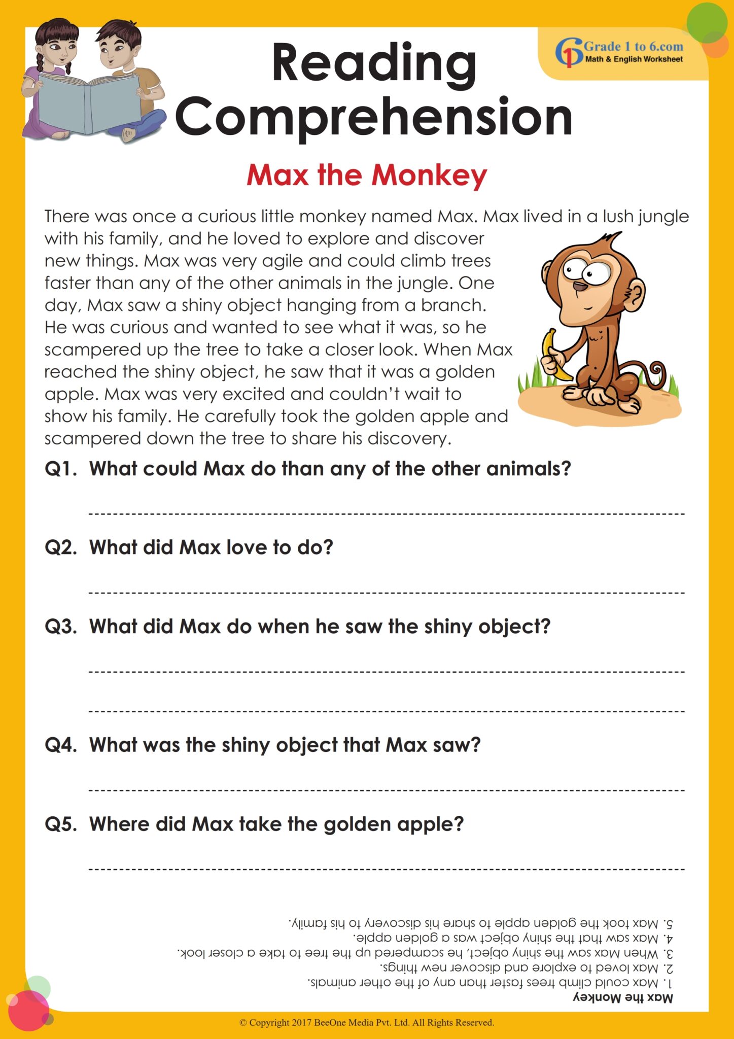 Free Worksheets English Reading Comprehension - Reading Comprehension ...