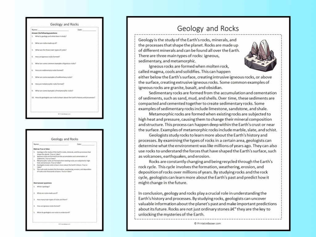 Geology Reading Comprehension Worksheets - Reading Comprehension Worksheets