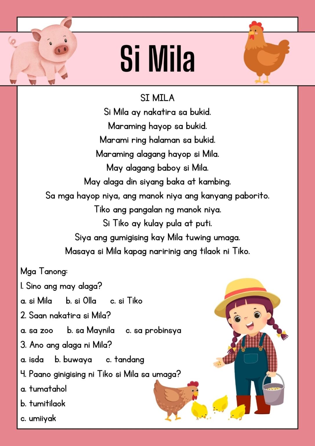Filipino Reading Comprehension Worksheets - Reading Comprehension ...
