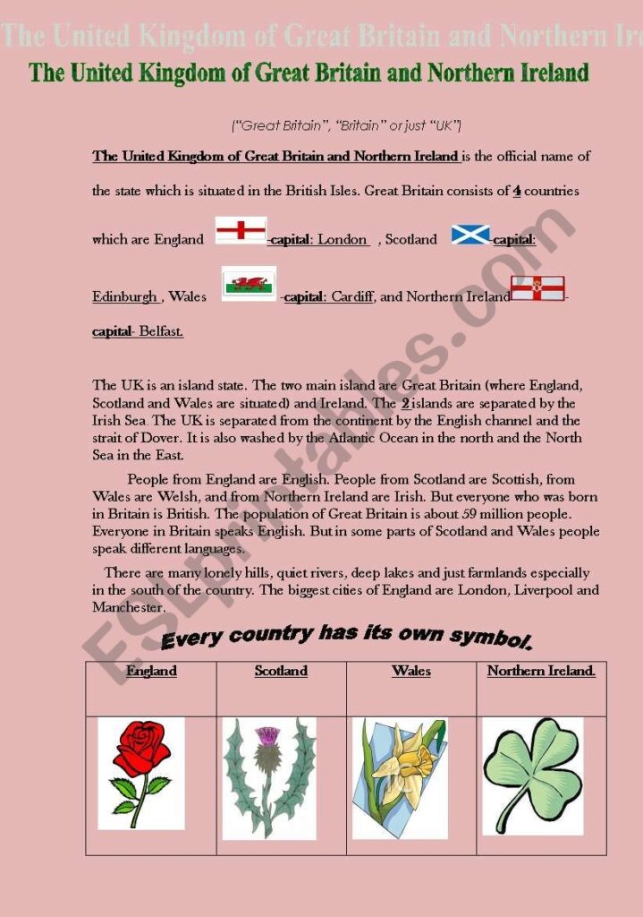 United Kingdom Reading Comprehension Worksheets - Reading Comprehension ...