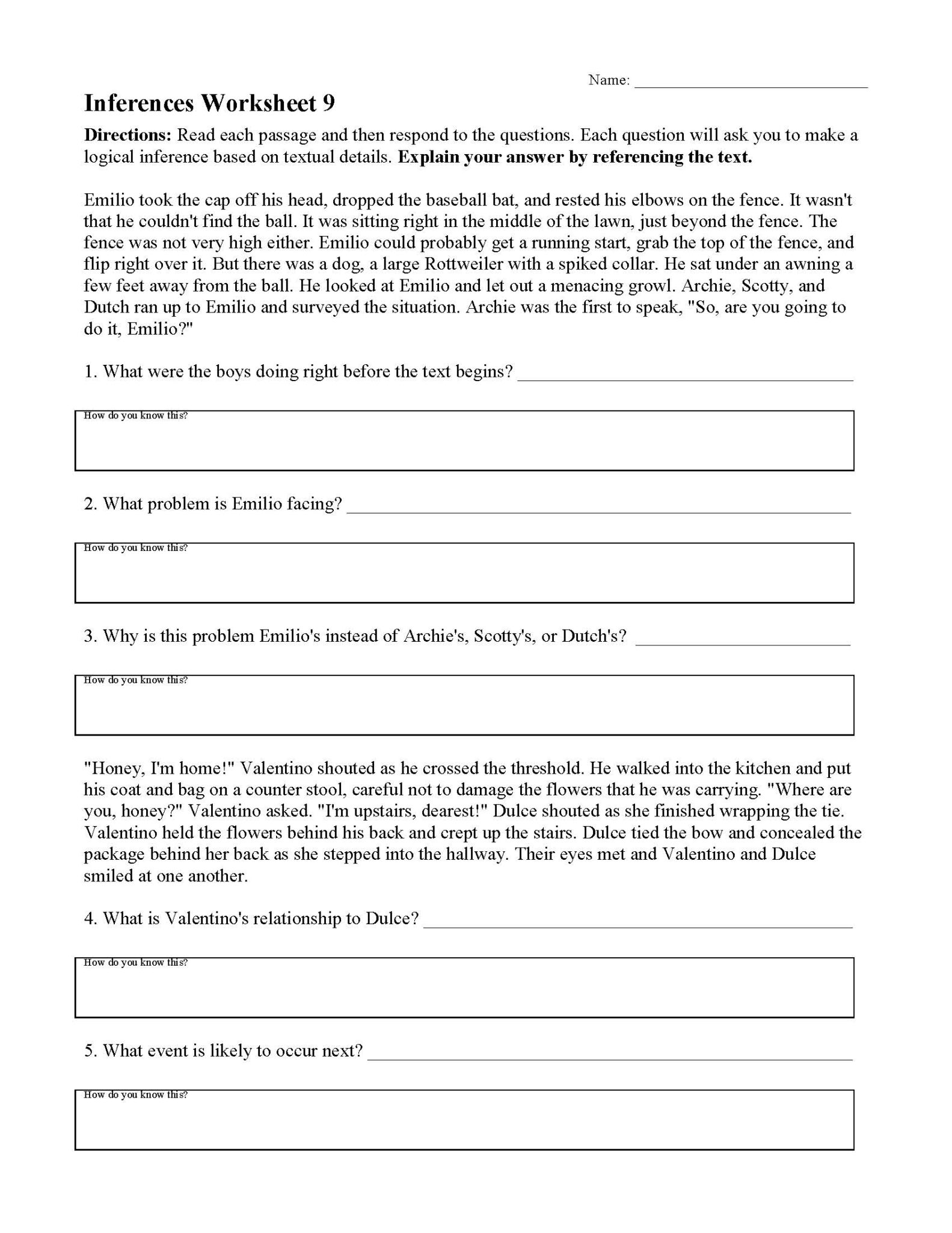 Reading Comprehension Making Inferences Worksheet - Reading ...
