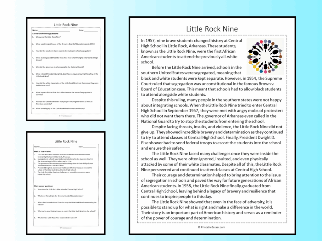 Little Rock 9 Worksheet Reading Comprehension - Reading Comprehension ...