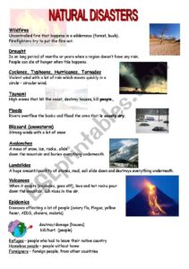 Reading Comprehension Natural Disasters Worksheets - Reading ...