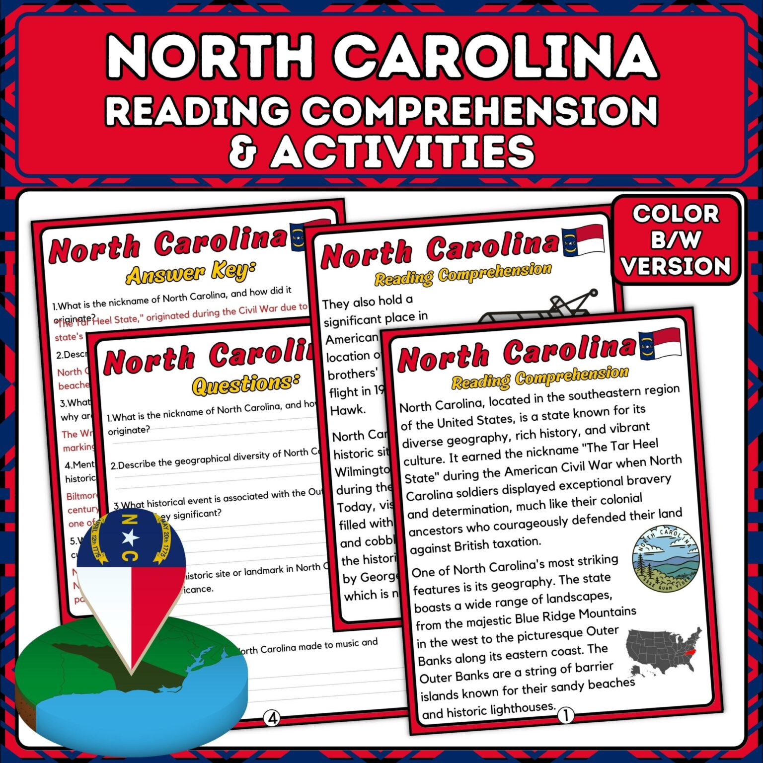 North Carolina Reading Comprehension Worksheets - Reading Comprehension ...