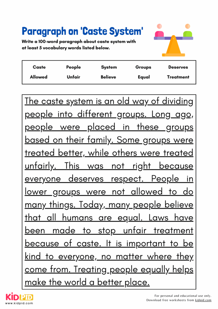 Caste System Reading Comprehension Worksheet - Reading Comprehension ...