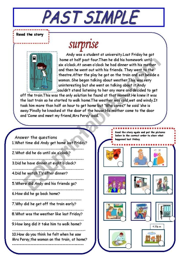 Esl Worksheets Past Simple Reading Comprehension Reading