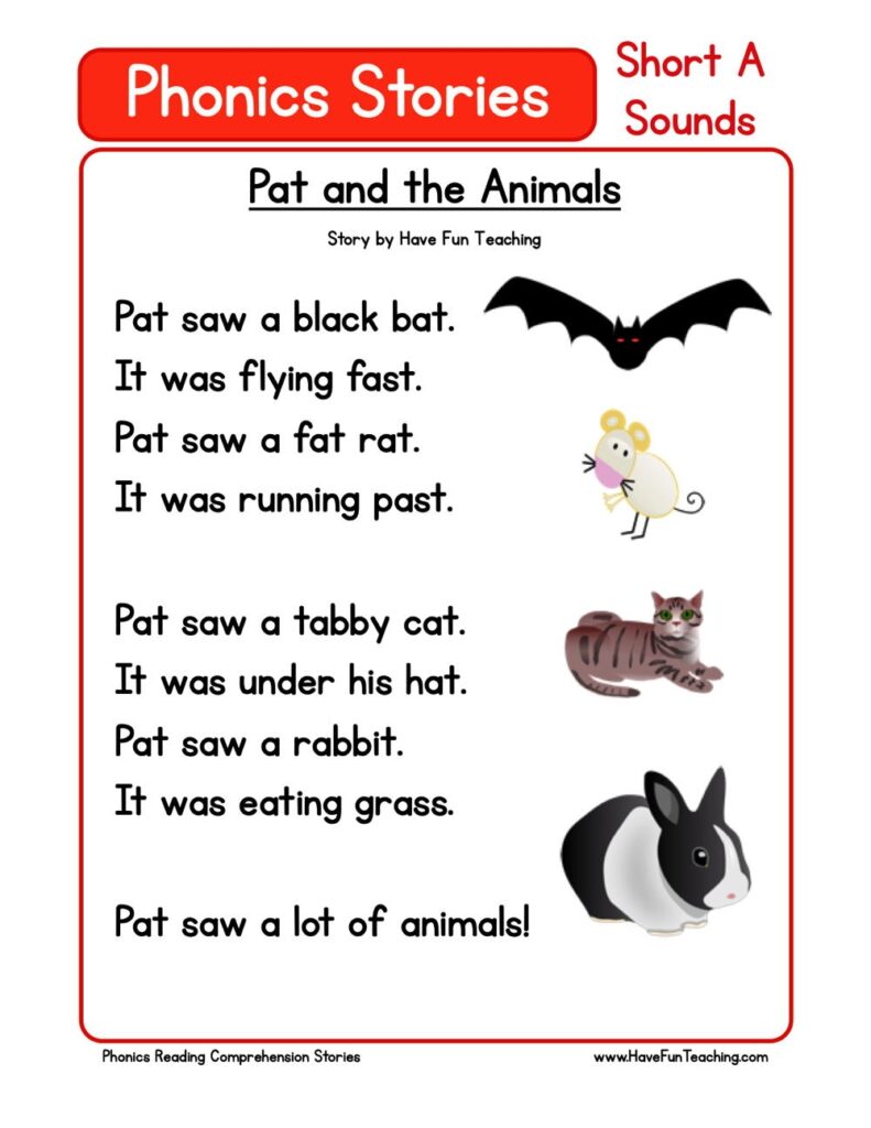 Short Vowel Reading Comprehension Worksheets Kindergarten - Reading ...
