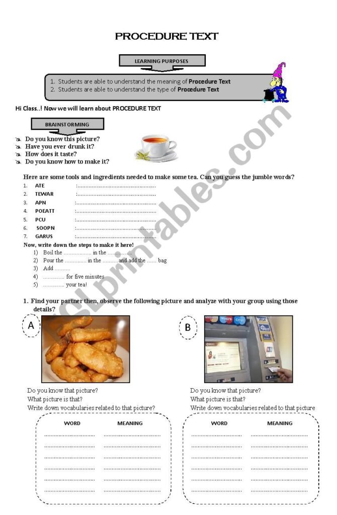 Reading Comprehension Procedural Text Worksheets - Reading ...