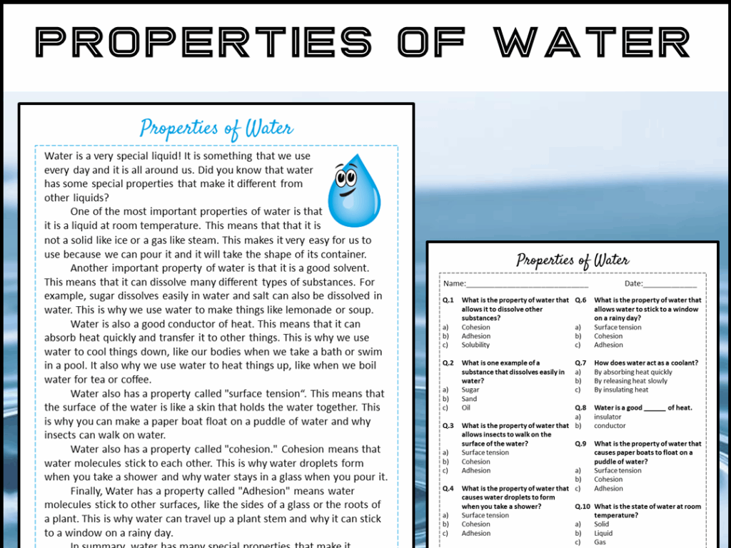 Water Reading Comprehension Worksheets - Reading Comprehension Worksheets