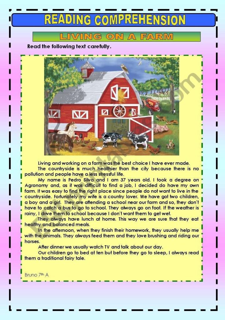 Farm Reading Comprehension Worksheets - Reading Comprehension Worksheets