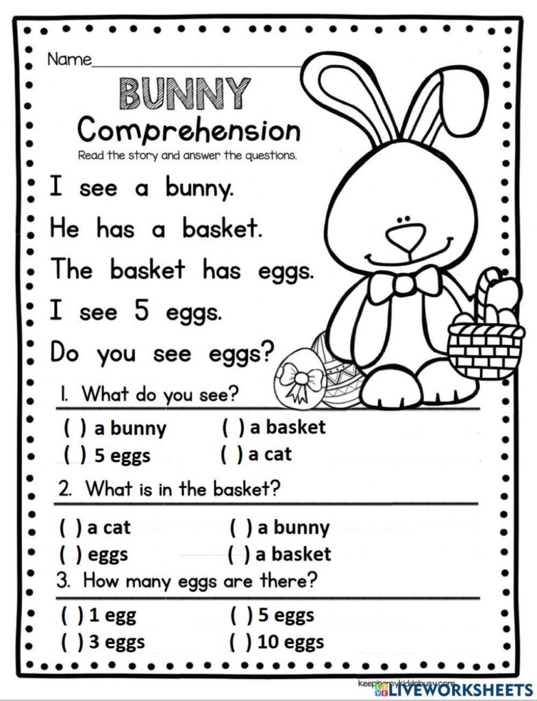 Bunny Reading Comprehension Worksheets - Reading Comprehension Worksheets
