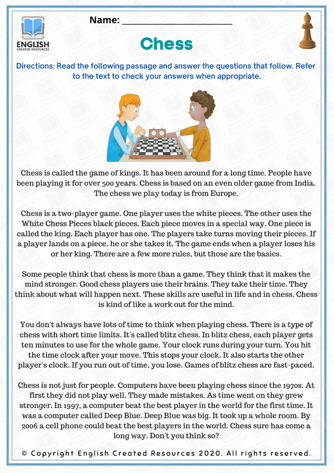 Esl Reading Comprehension Worksheets Intermediate - Reading ...