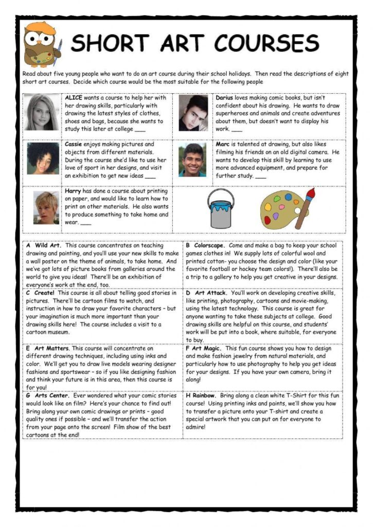 Art Reading Comprehension Worksheets - Reading Comprehension Worksheets
