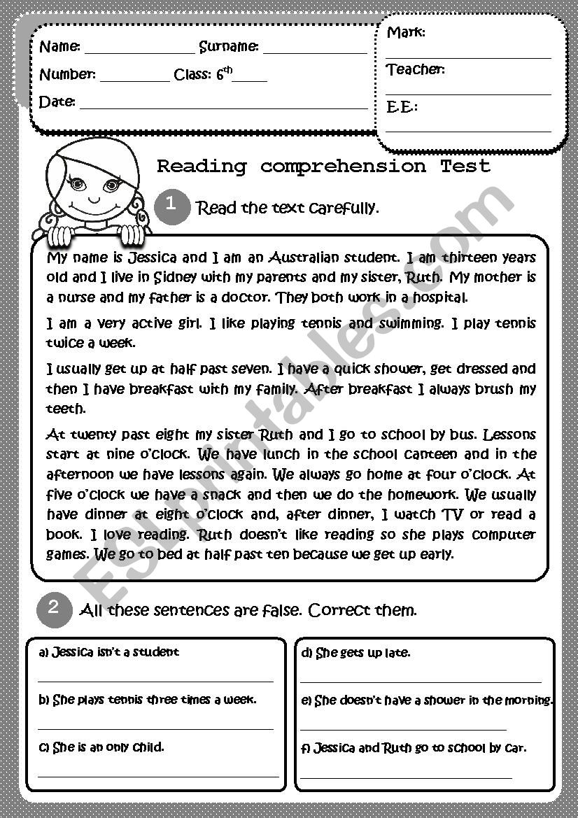 Reading Comprehension Check Worksheets - Reading Comprehension Worksheets