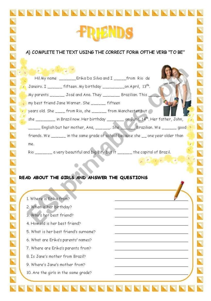Verb To Be Reading Comprehension Worksheets - Reading Comprehension ...