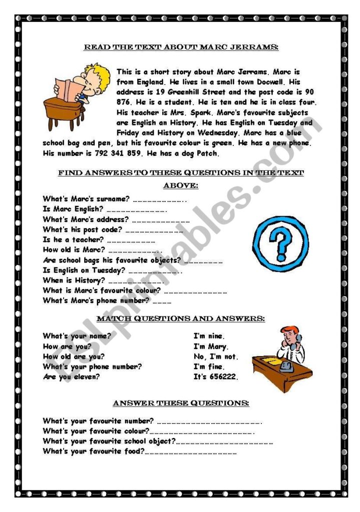 Wh Questions Reading Comprehension Worksheets - Reading Comprehension ...
