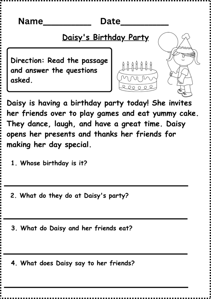 Year One Reading Comprehension Worksheets - Reading Comprehension ...