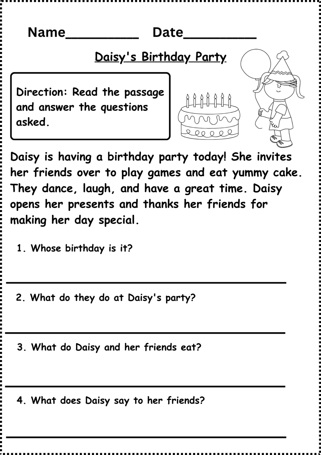 Reading Comprehension Worksheets Primary 1 - Reading Comprehension ...