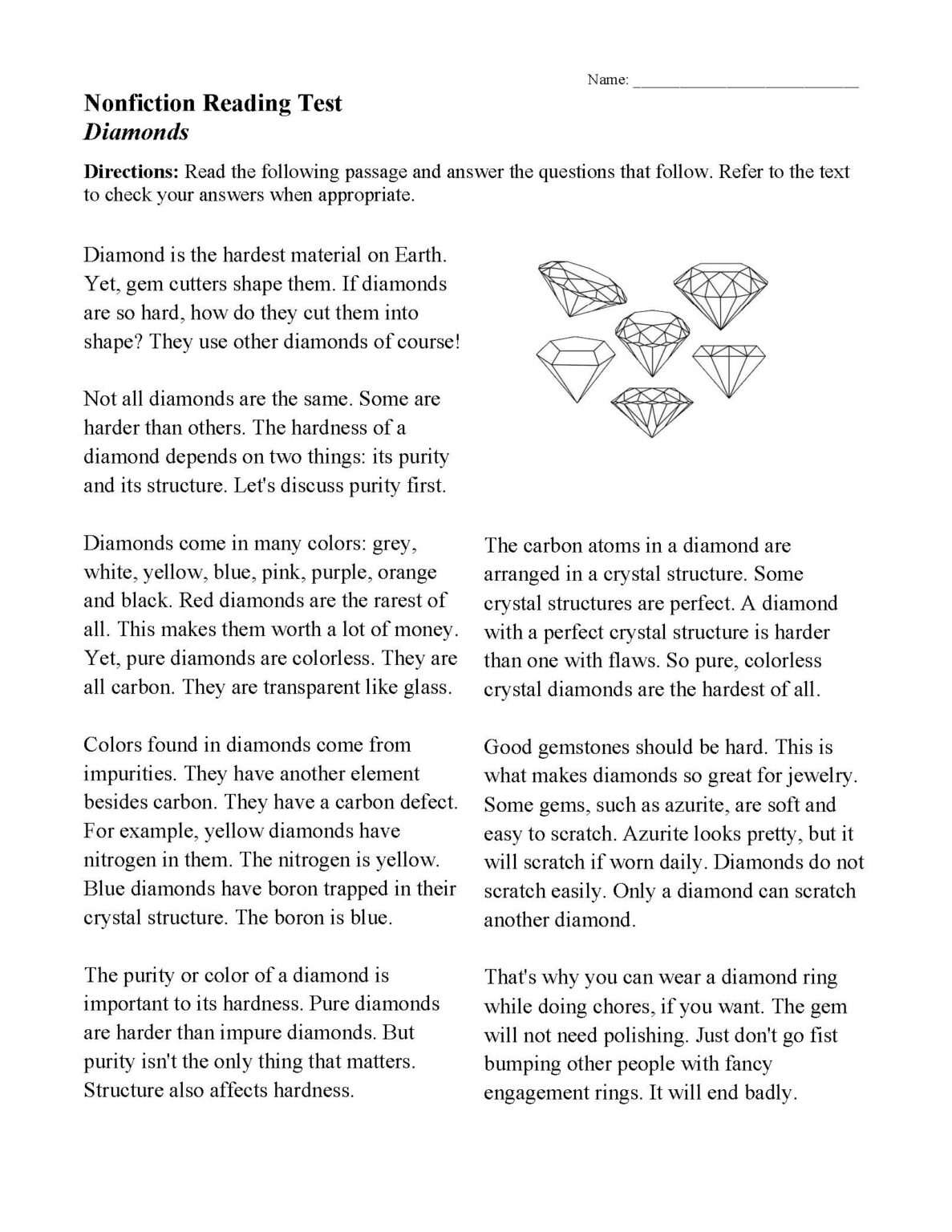 Challenging Reading Comprehension Worksheets - Reading Comprehension ...