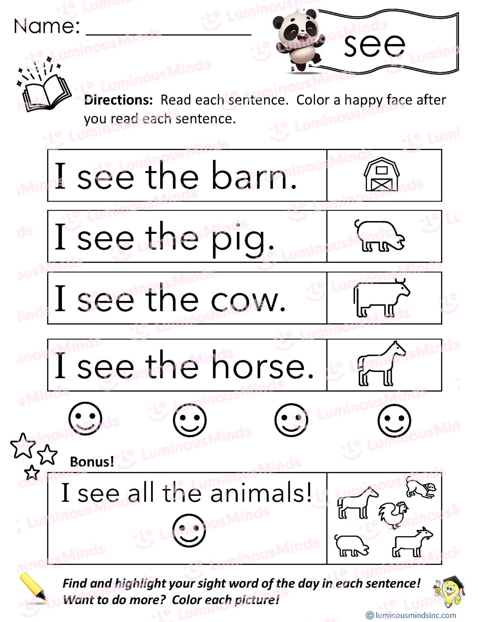 Easy Sight Word Reading Comprehension Worksheets - Reading ...