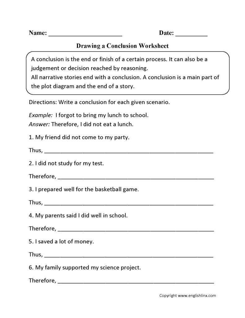 Free Reading Comprehension Worksheets Drawing Conclusions - Reading ...