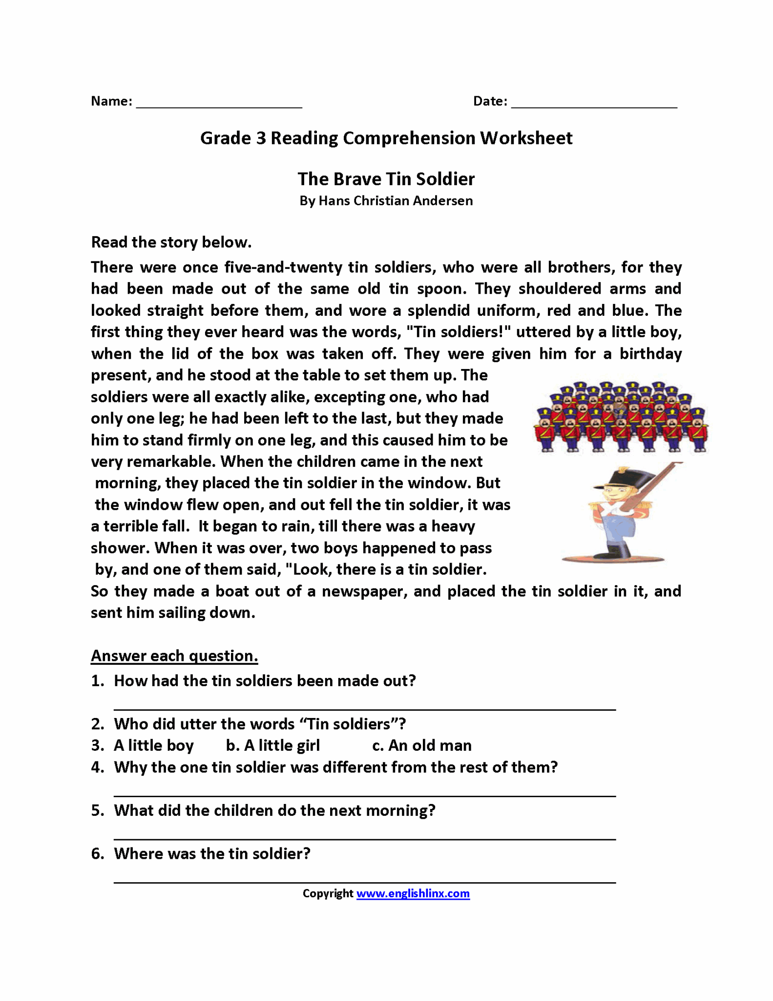 Reading Comprehension Grade 3 Worksheets Pdf - Reading Comprehension ...