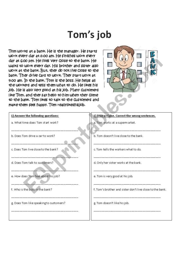 Reading Comprehension Present Simple Worksheet - Reading Comprehension ...