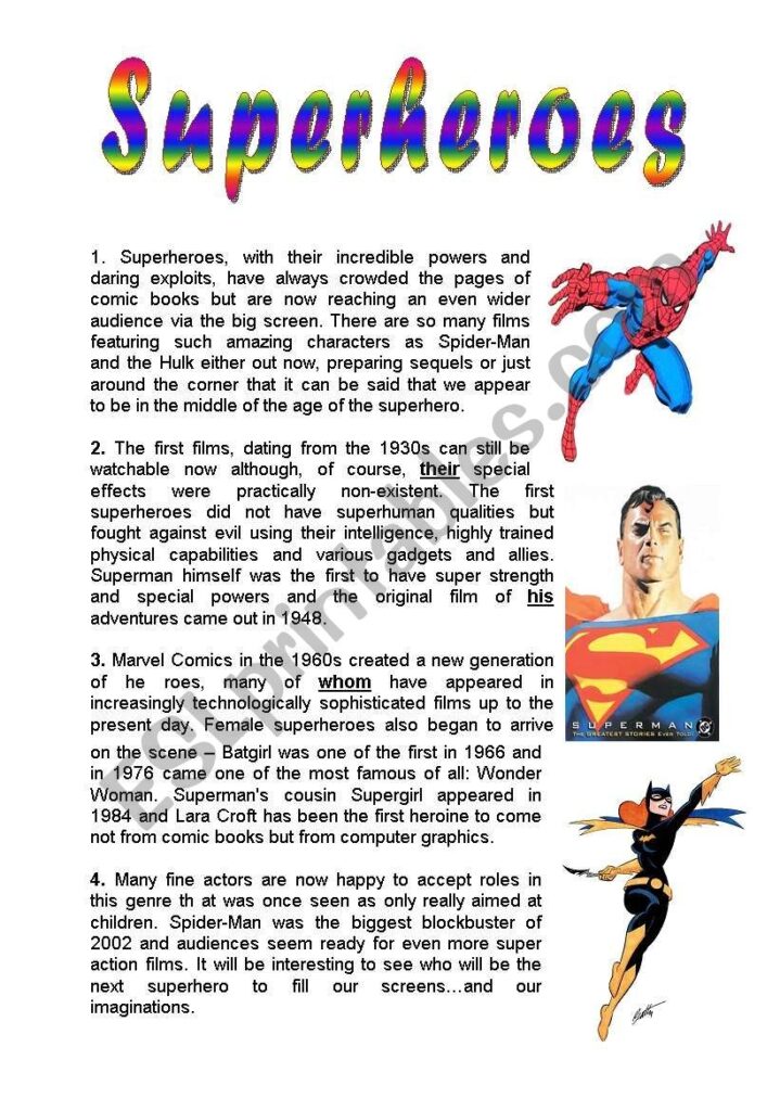 Superhero Reading Comprehension Worksheets - Reading Comprehension ...