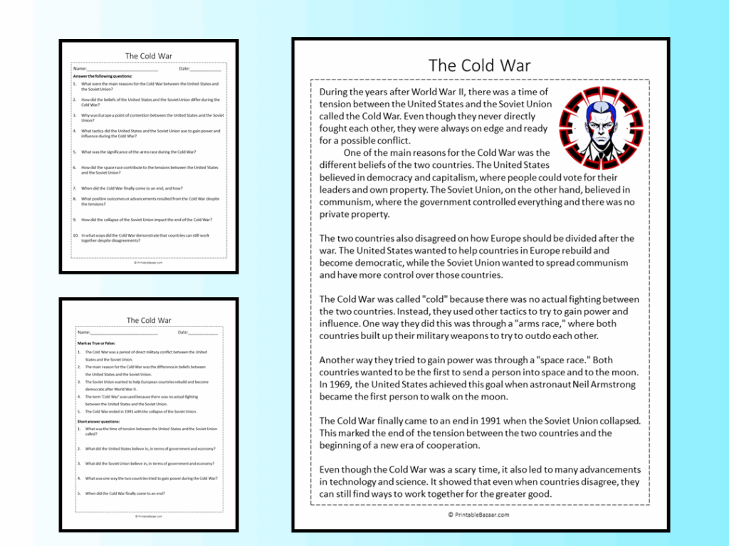 Cold War Reading Comprehension Worksheet - Reading Comprehension Worksheets