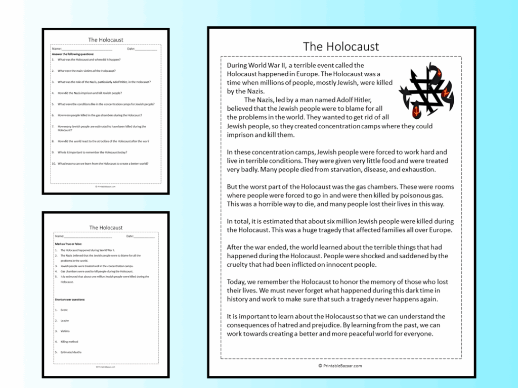 Holocaust Reading Comprehension Worksheets - Reading Comprehension ...
