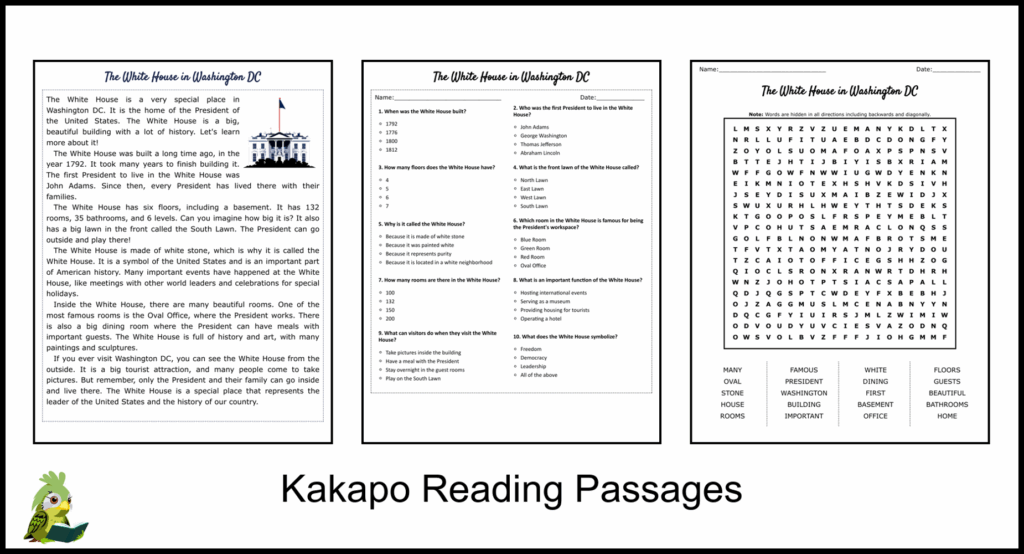 Washington Dc Reading Comprehension Worksheets - Reading Comprehension ...