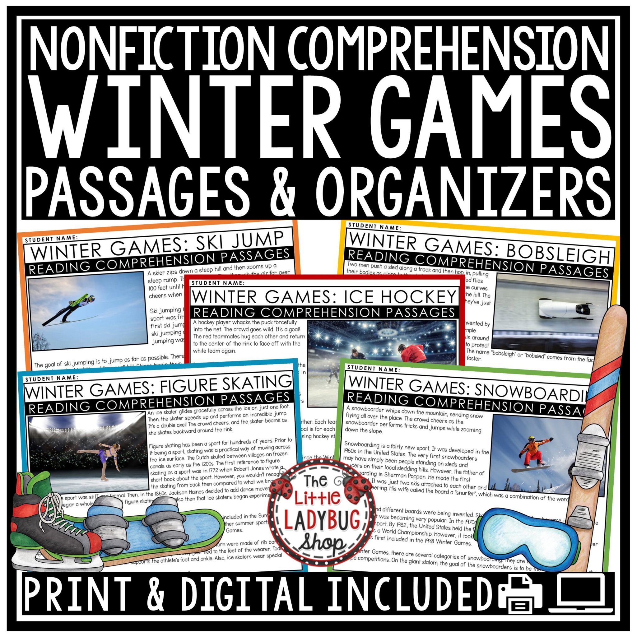 Winter Olympics Hockey Reading Comprehension Worksheets - Reading ...